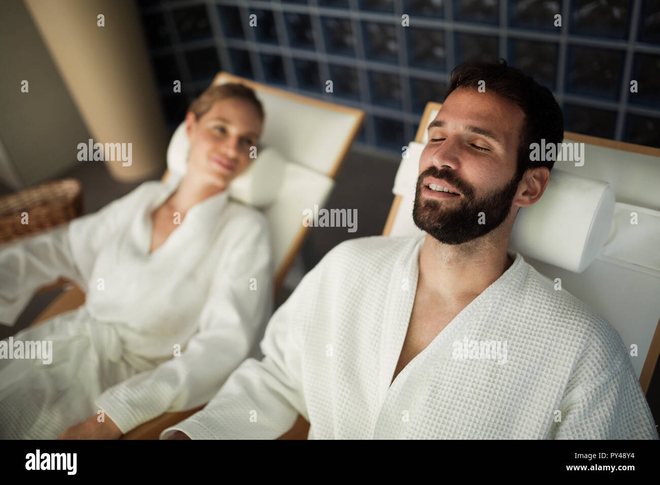 Picture of couple relaxing in spa center Stock Photo - Alamy