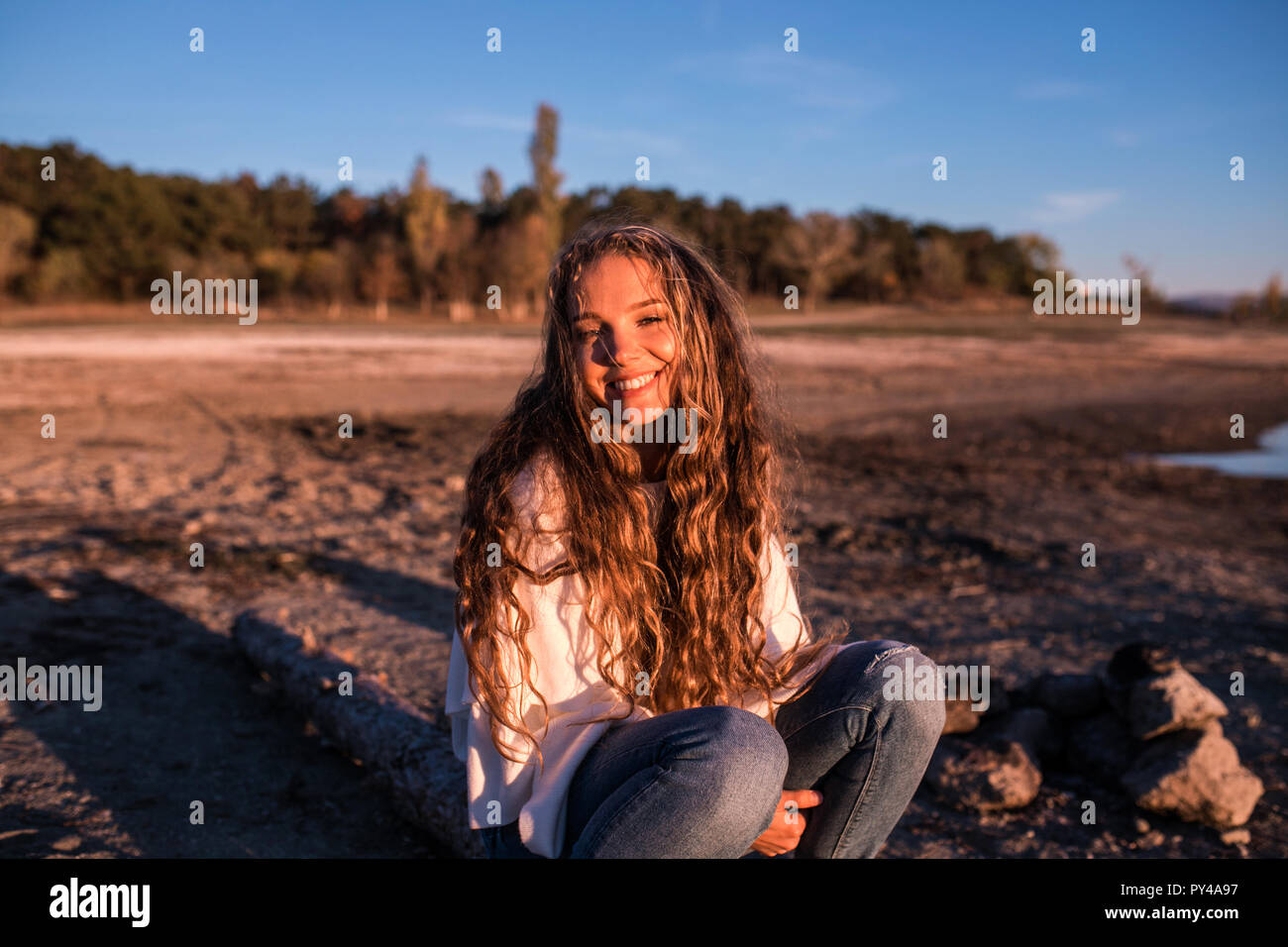 A portrait of a beautiful careless woman Stock Photo - Alamy