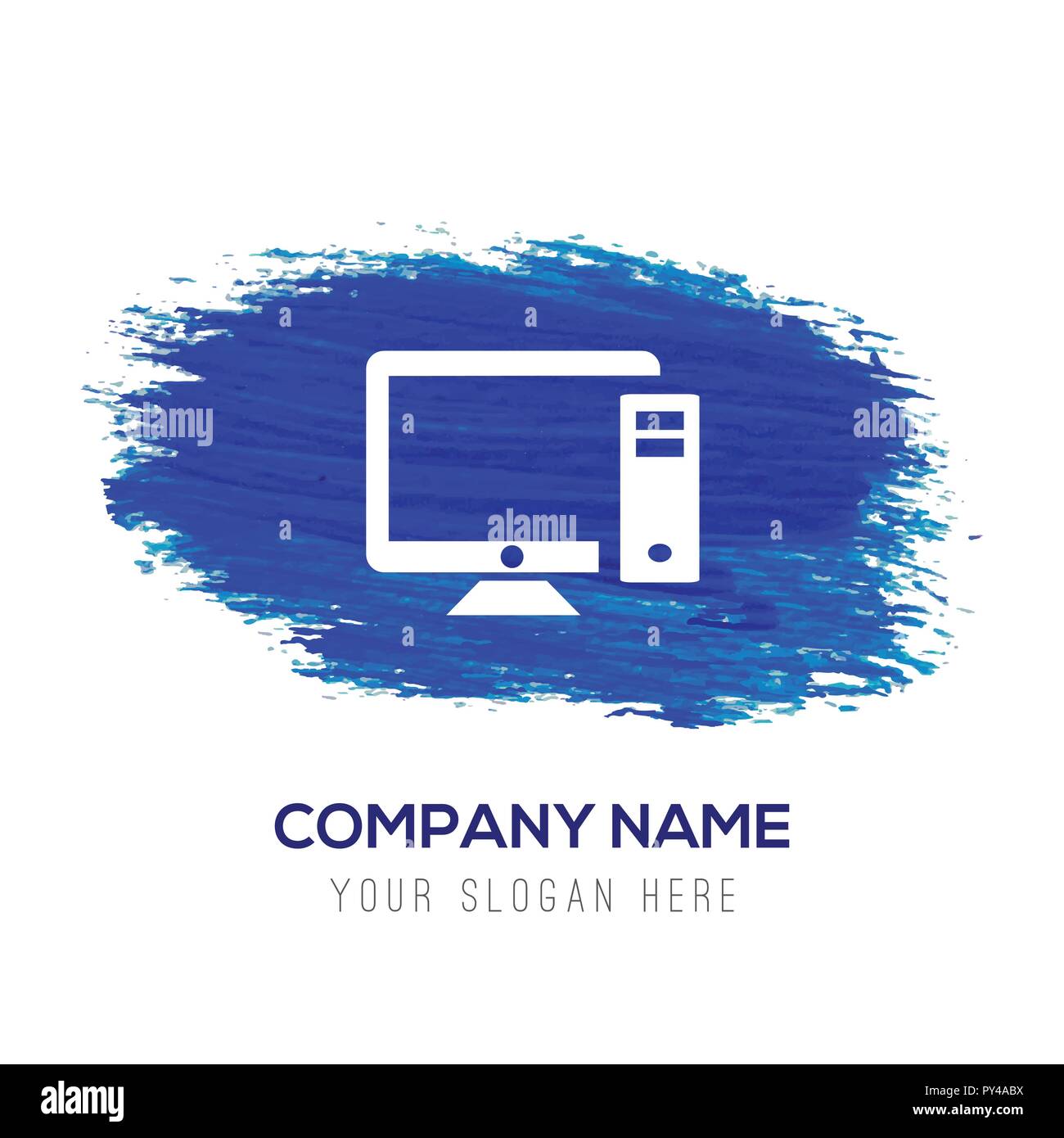 Computer System Icon - Blue watercolor background Stock Vector Image ...
