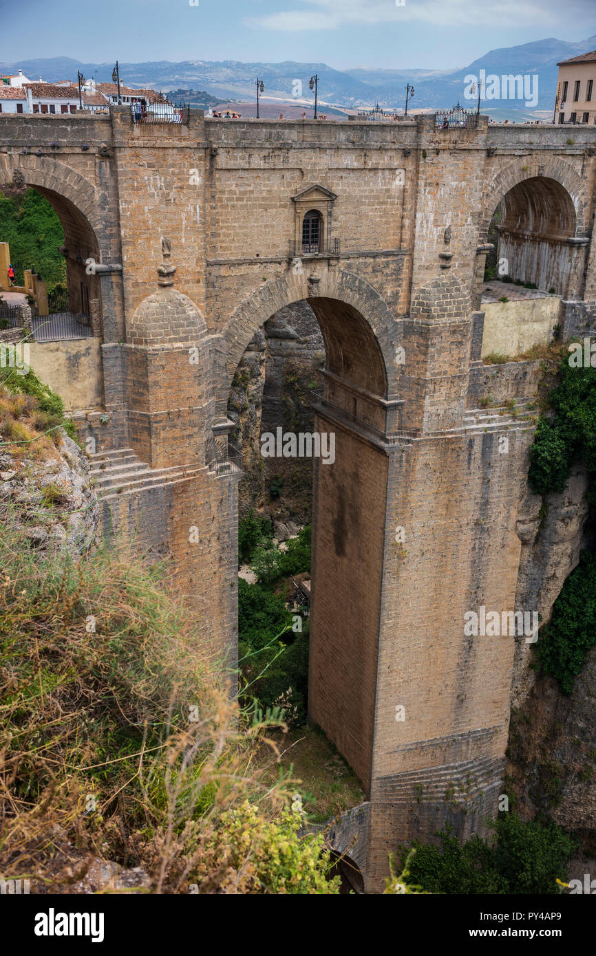 Puente San Miguel, (Roman Bridge) in Ronda, Spain, is a one arch-span ...