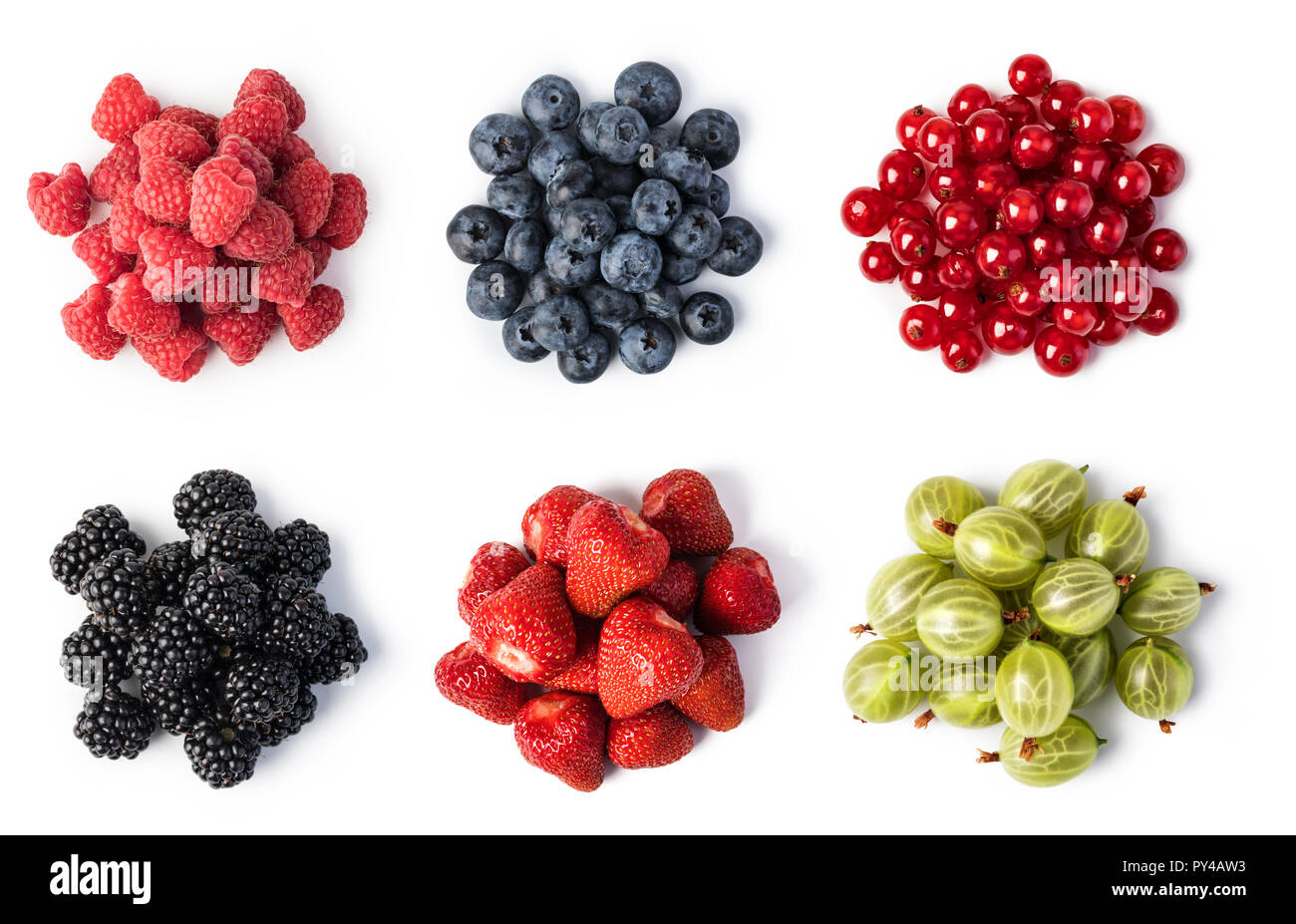 Fresh berries set isolated on white background Stock Photo - Alamy