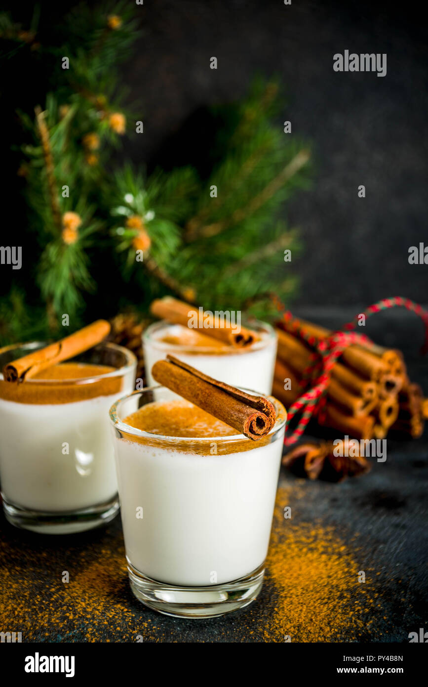 Christmas eggnog liqueur drink or cola de mono cocktail. traditional ...