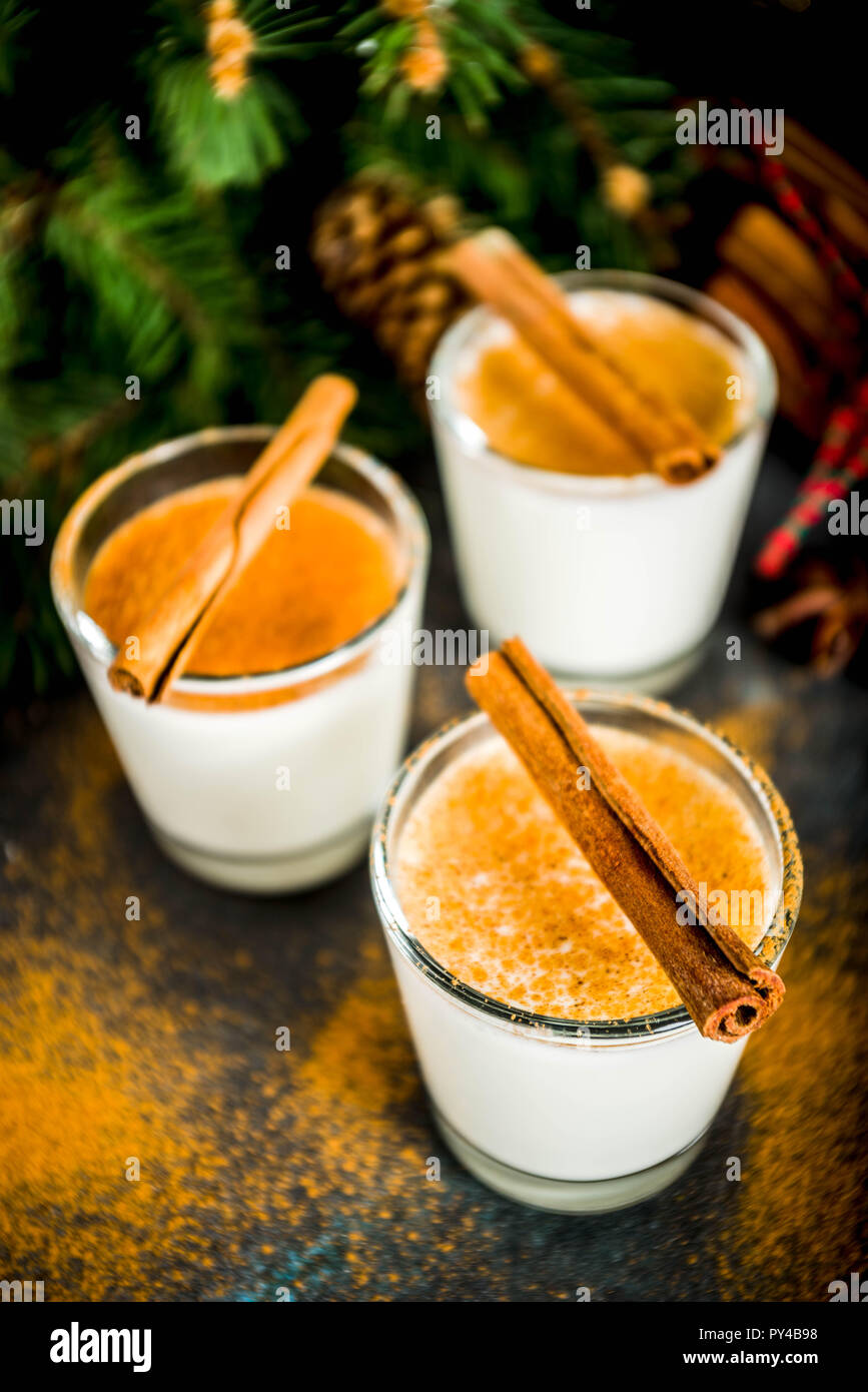 Christmas eggnog liqueur drink or cola de mono cocktail. traditional ...