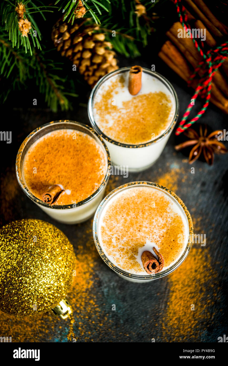 Christmas eggnog liqueur drink or cola de mono cocktail. traditional ...