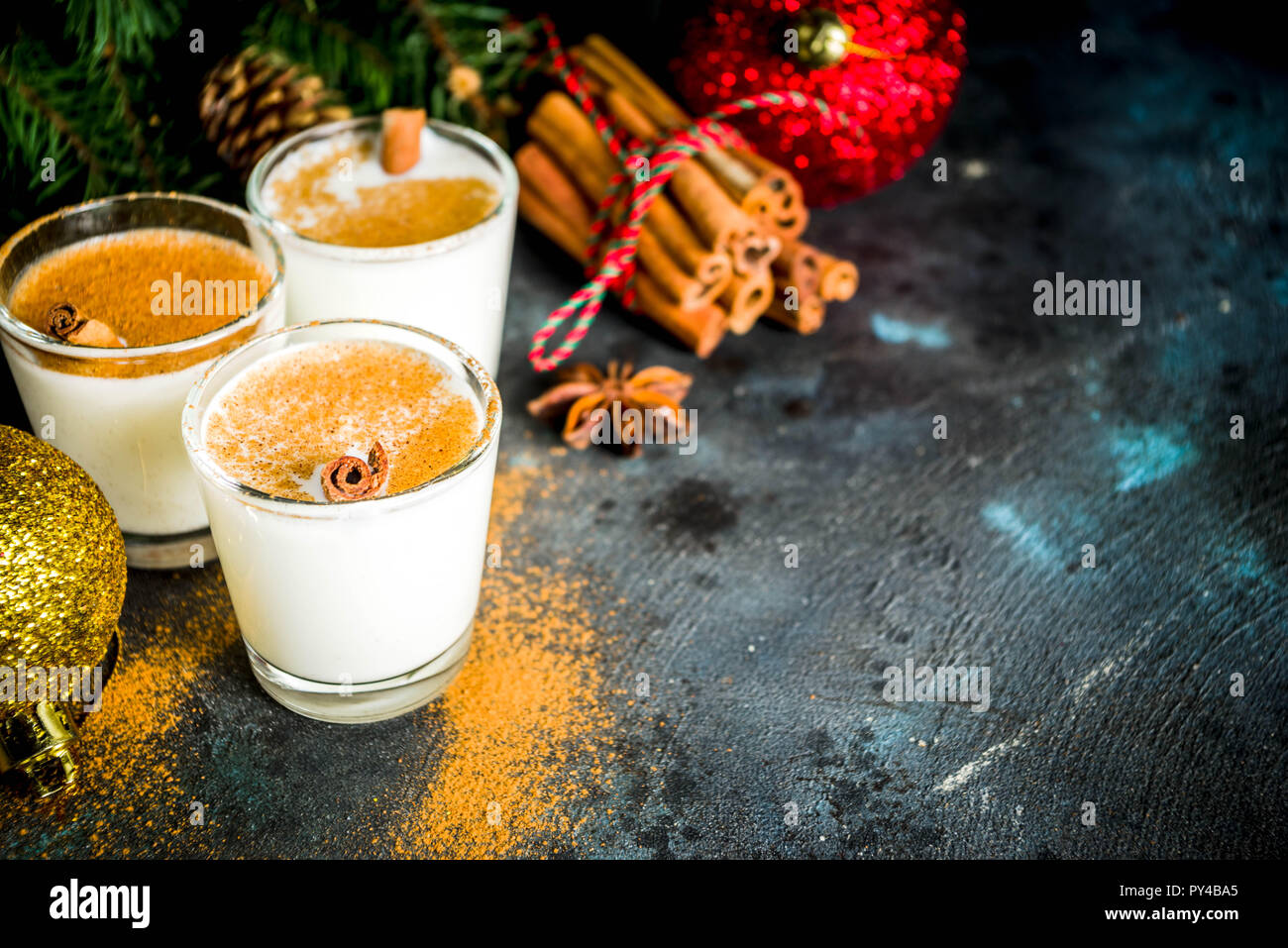 Christmas eggnog liqueur drink or cola de mono cocktail. traditional ...