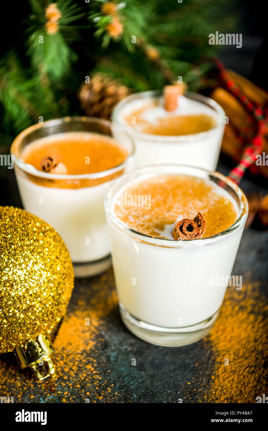 Christmas eggnog liqueur drink or cola de mono cocktail. traditional ...
