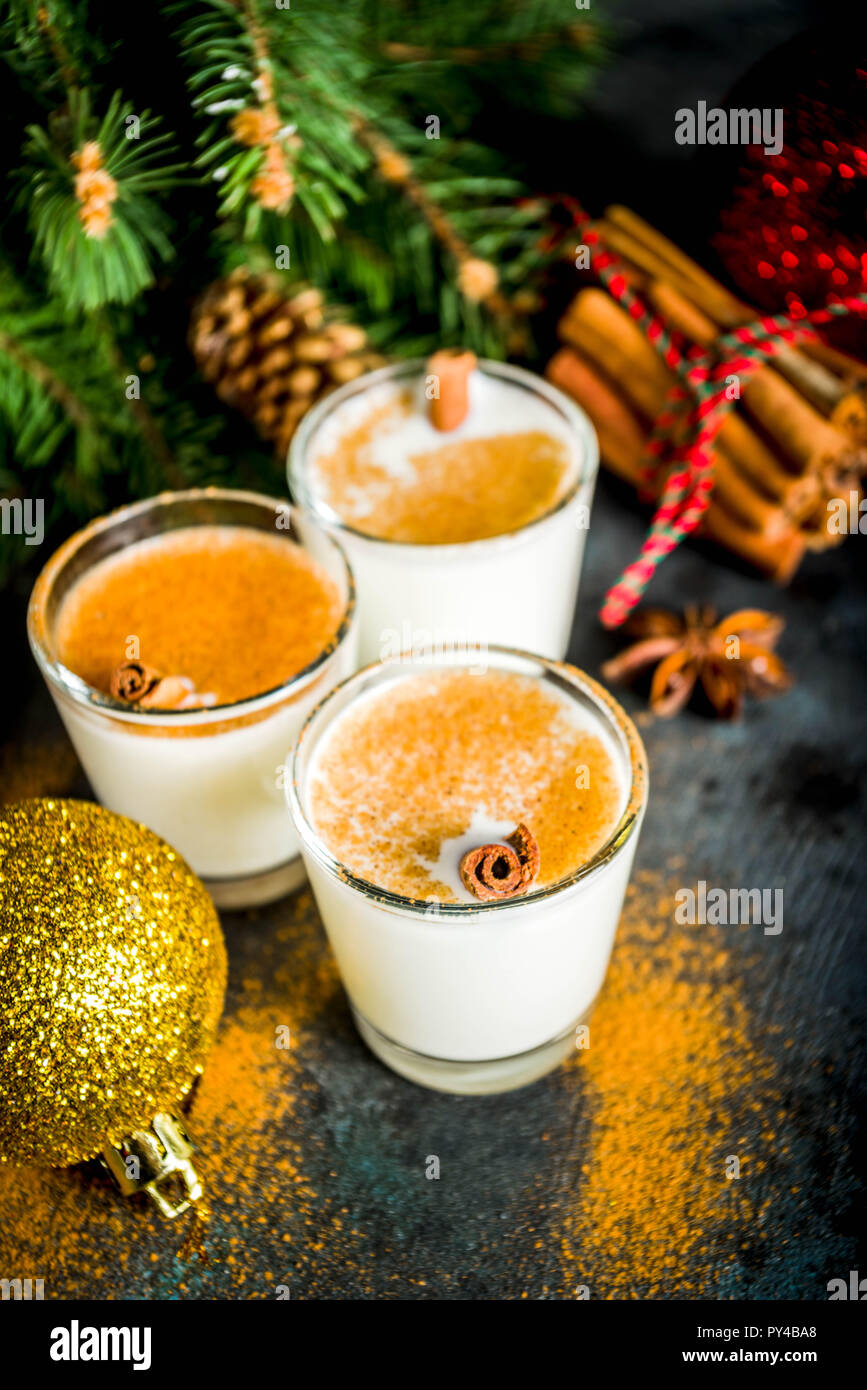 Christmas eggnog liqueur drink or cola de mono cocktail. traditional ...