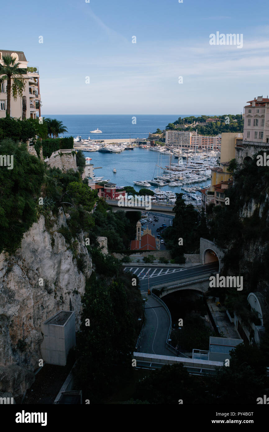 Monaco city view of the city port with yachts and houses Stock Photo ...