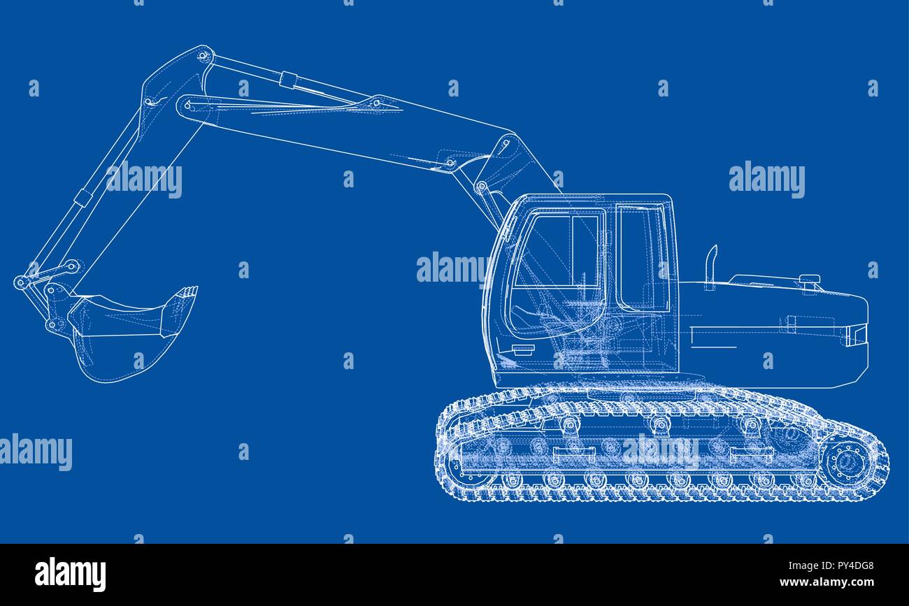 Excavator concept outline. Vector Stock Vector Image & Art - Alamy