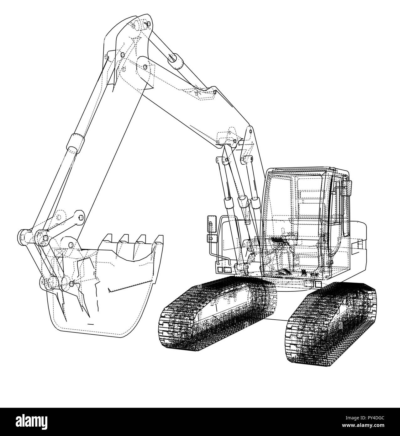 Excavator concept outline. Vector Stock Vector Image & Art - Alamy