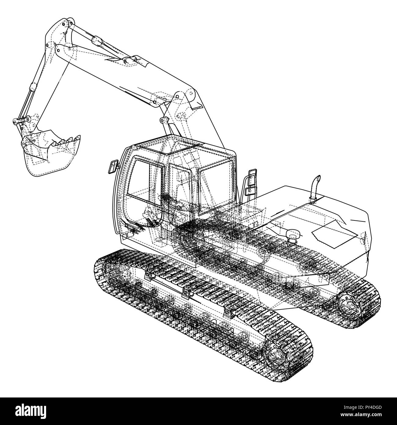 Excavator concept outline. Vector Stock Vector Image & Art - Alamy