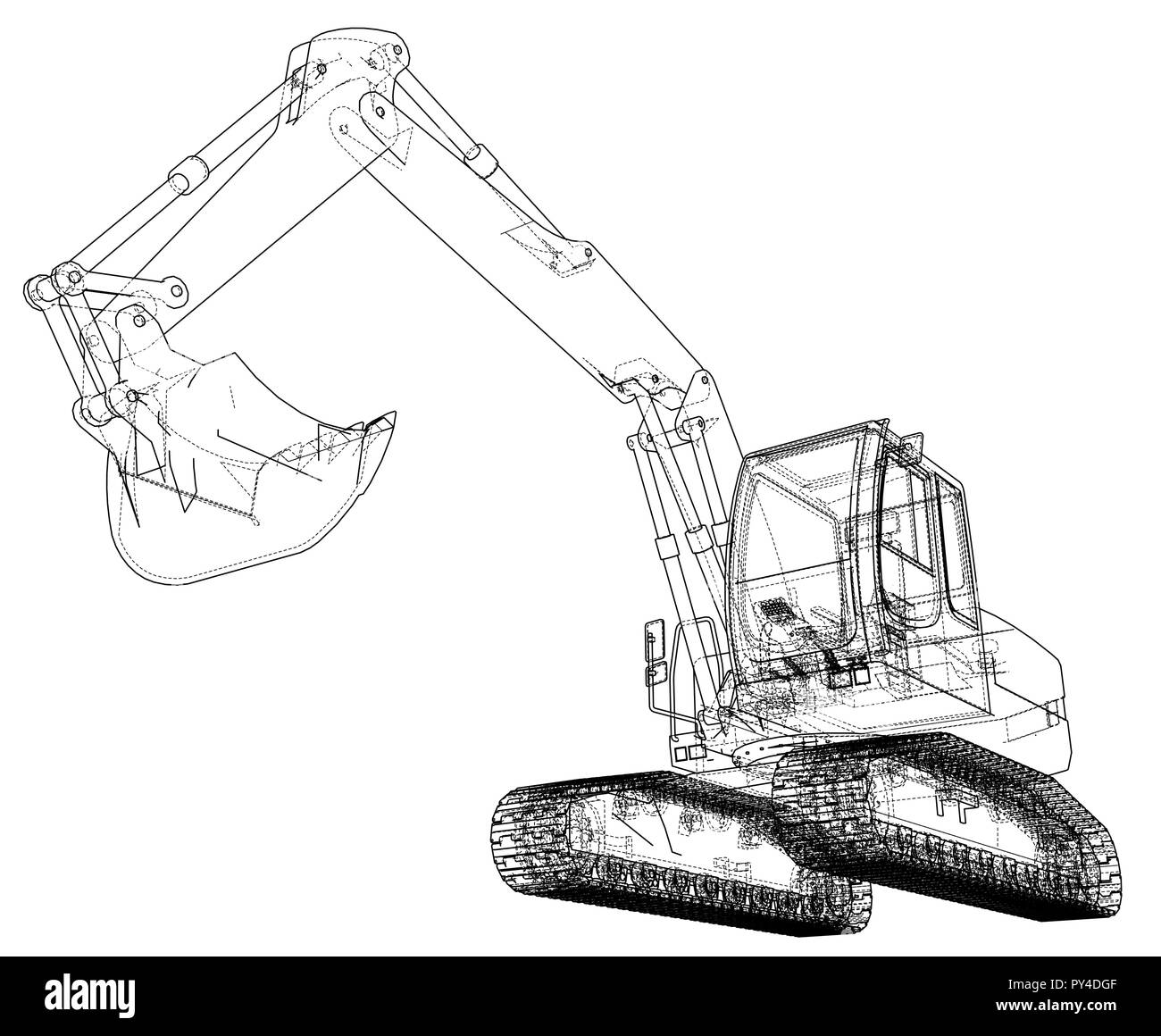 Excavator concept outline. Vector Stock Vector Image & Art - Alamy