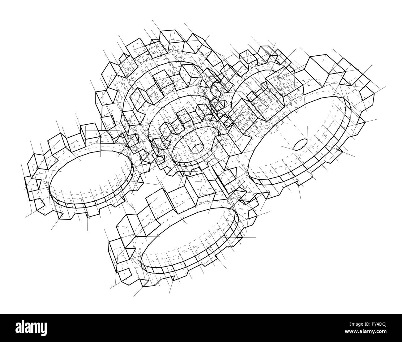 3D gears. Vector Stock Vector Image & Art - Alamy