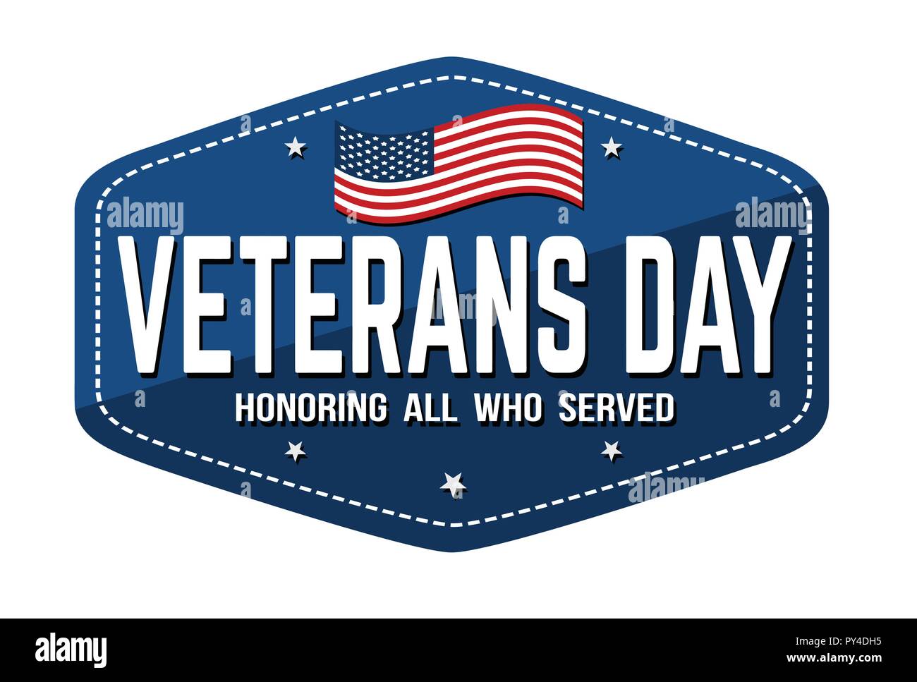 Veterans day label, emblem or sticker on white background, vector ...