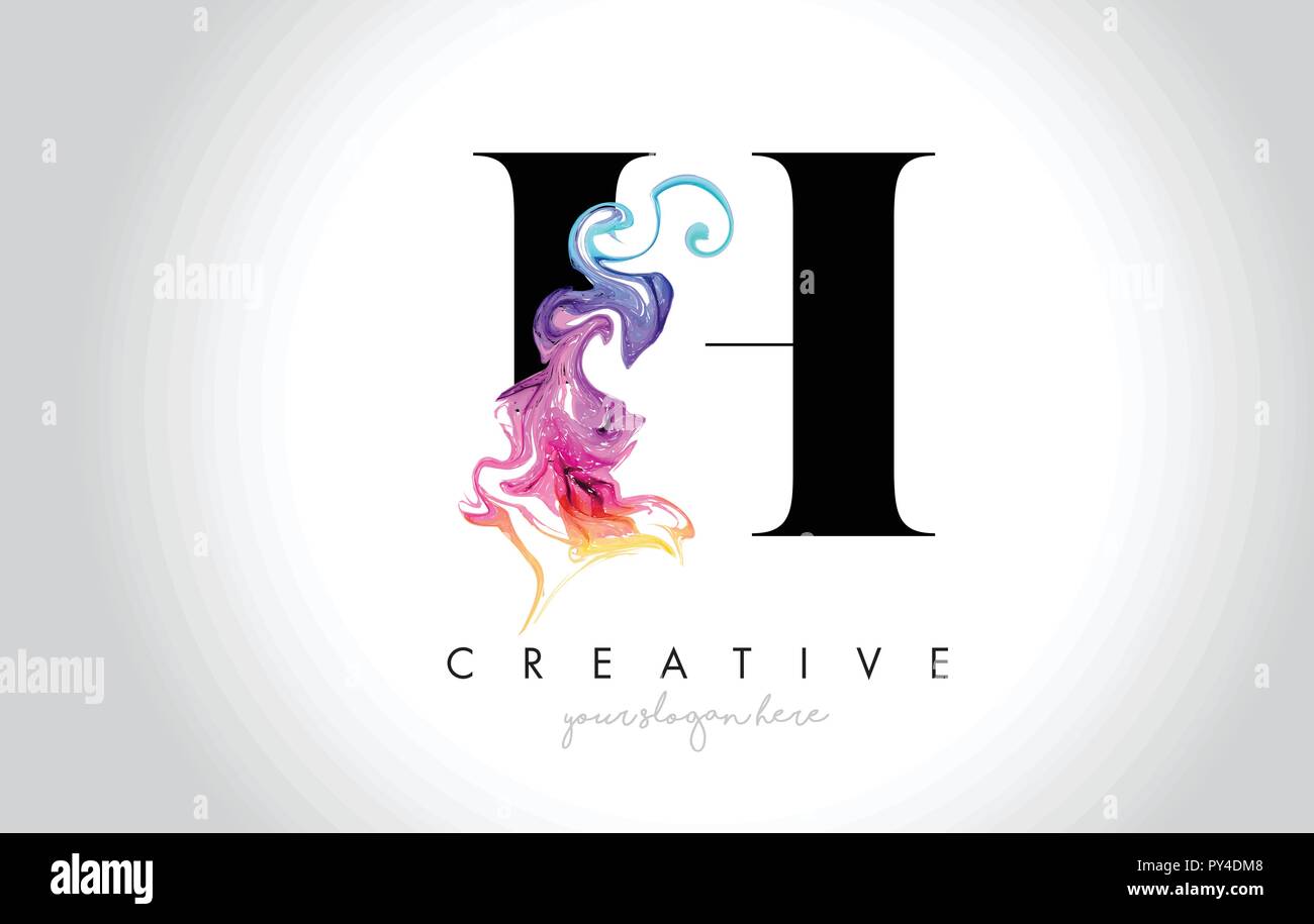 H Vibrant Creative Leter Logo Design with Colorful Smoke Ink Flowing ...