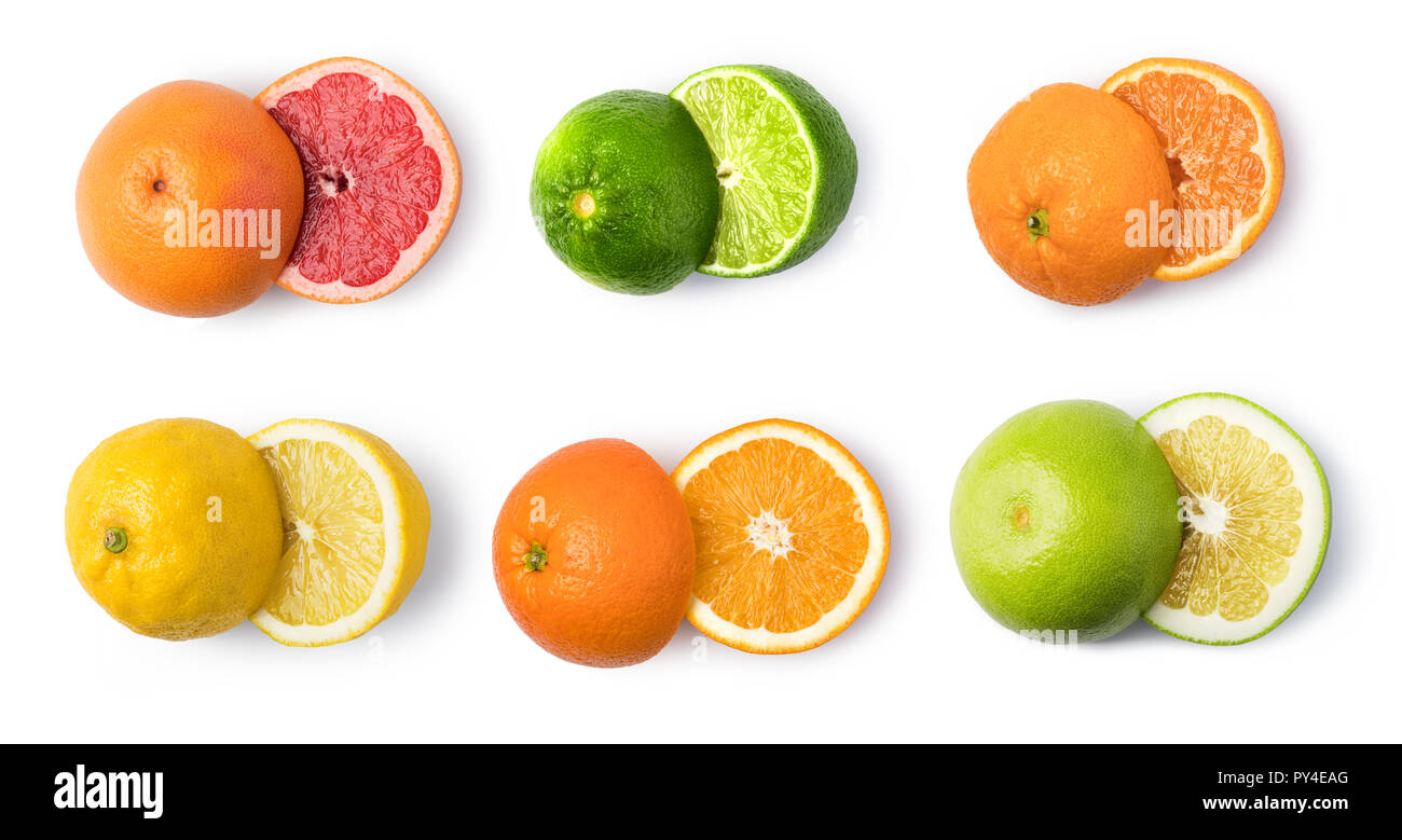 citrus fruit set isolated on white background Stock Photo - Alamy