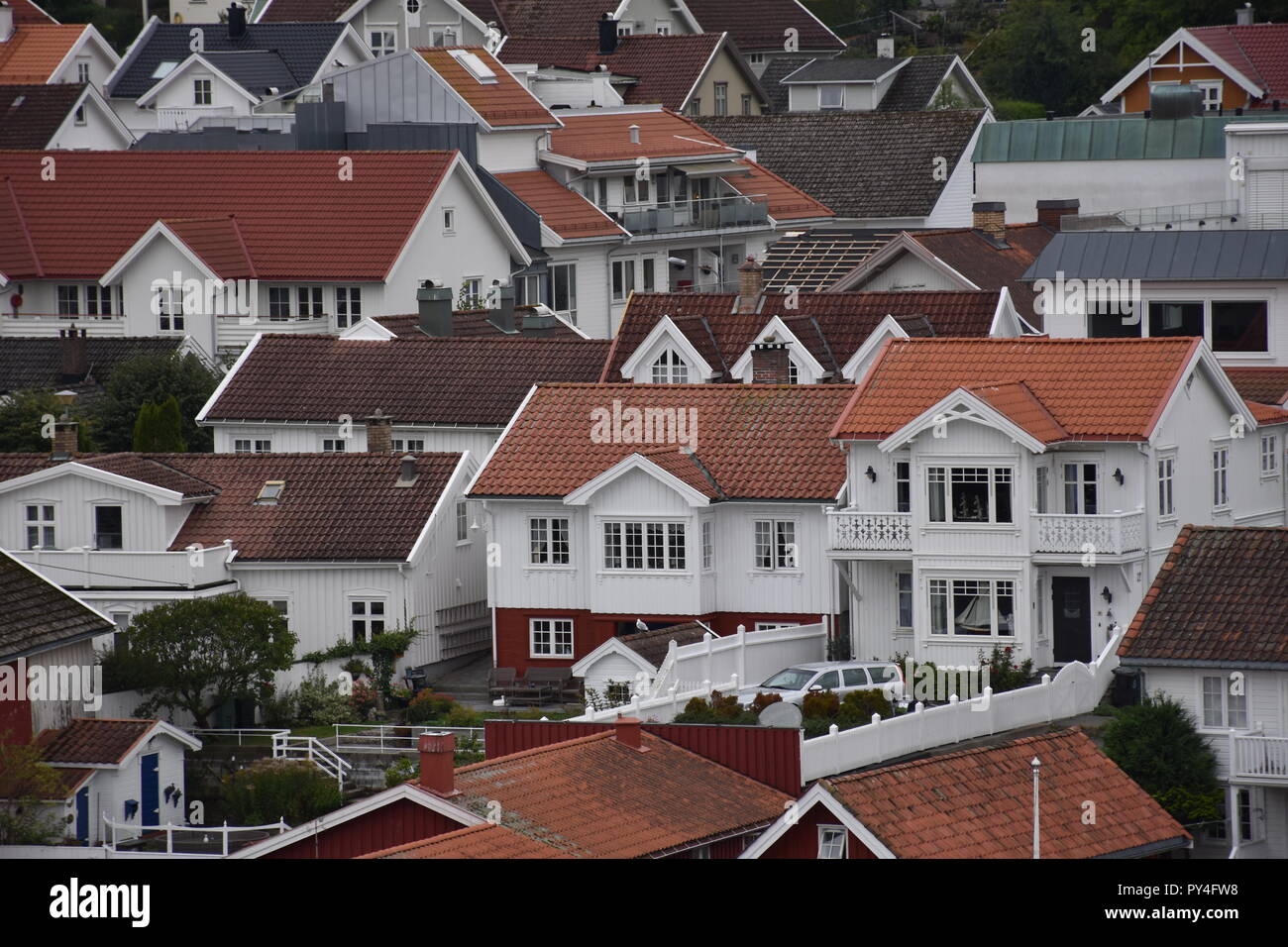 Langesund, Bamble, Norwegen, Telemark, Hafen, Stadt, Hang, Haus, Kirche ...