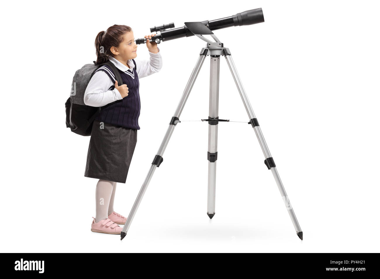 Child looking through telescope Cut Out Stock Images & Pictures - Alamy