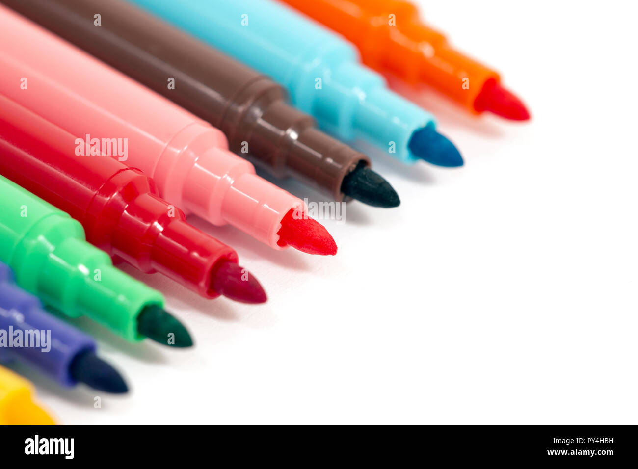 set of felt pens isolated on a white background Stock Photo - Alamy
