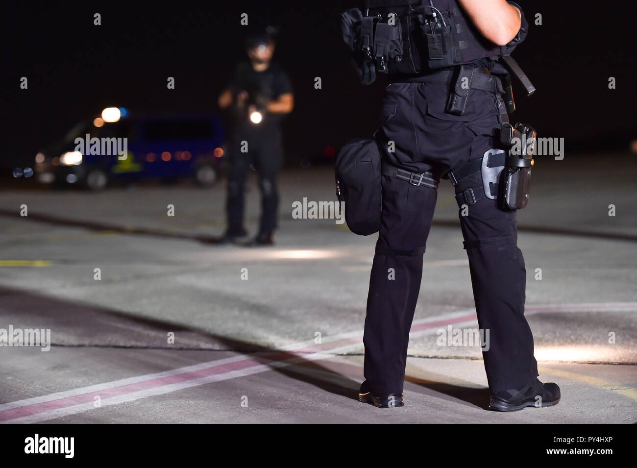 Night scene with special forces showing their skills in a simulated ...
