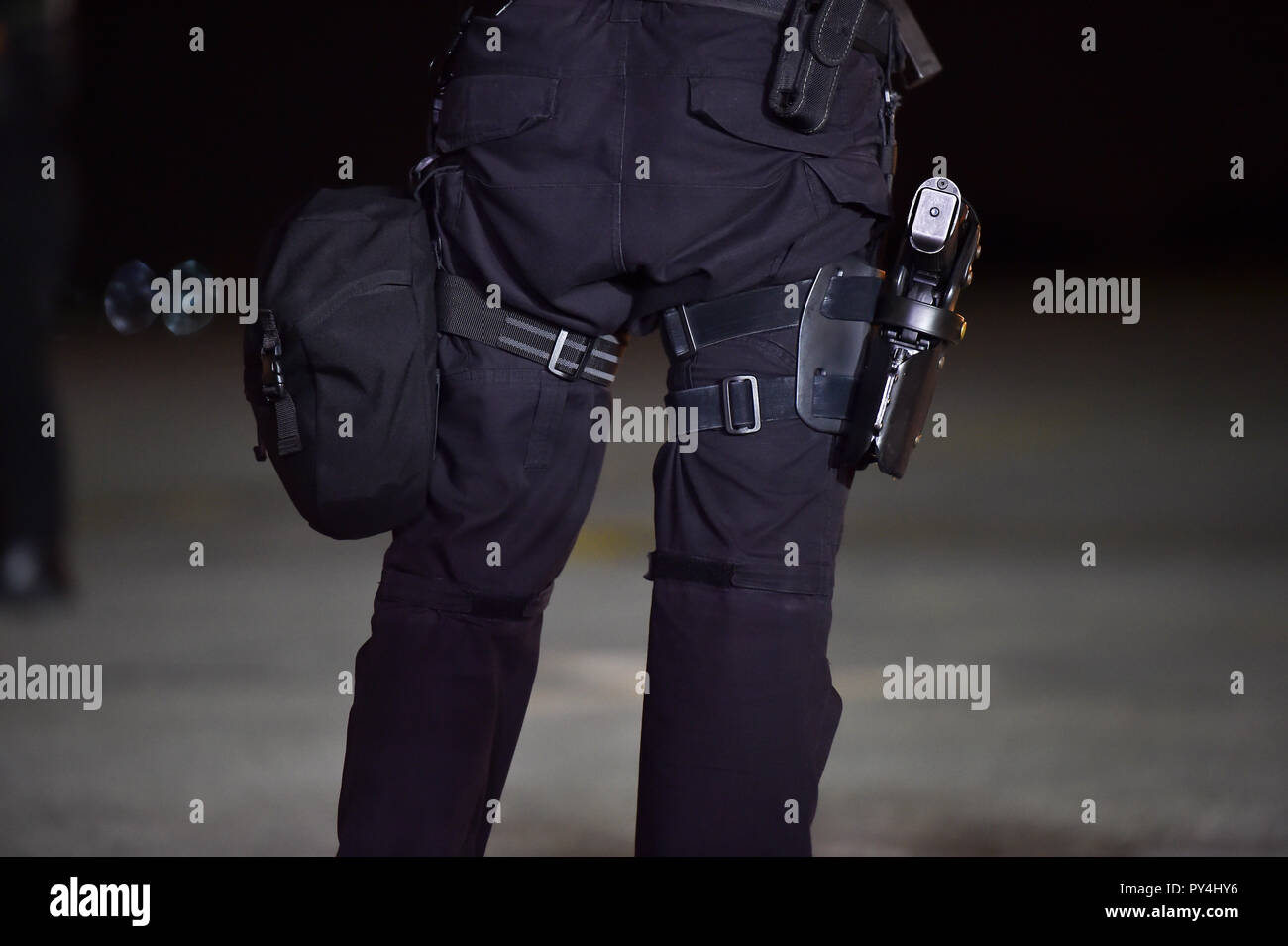 Night scene with special forces showing their skills in a simulated ...