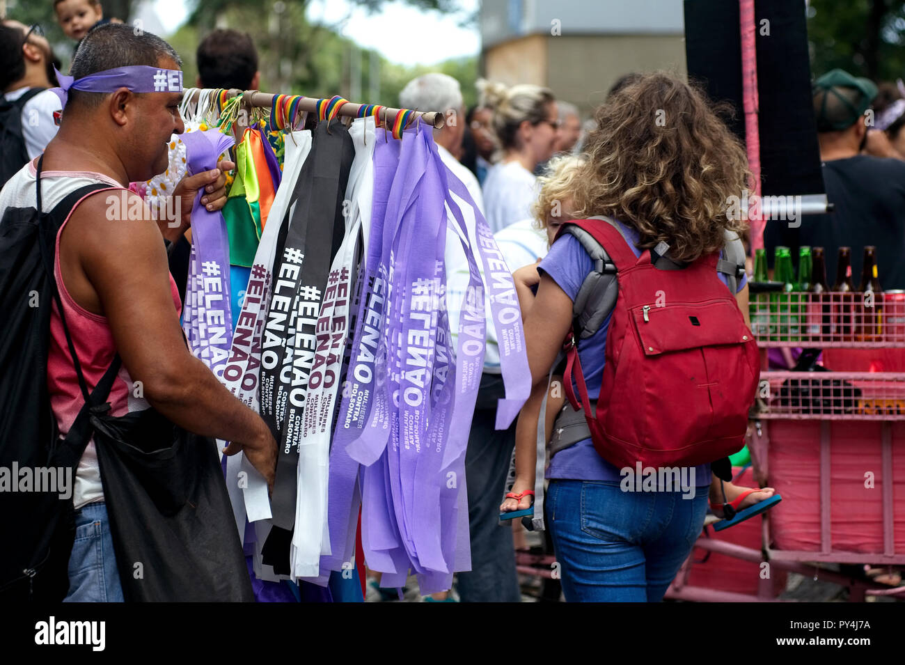 Rio de Janeiro - September 29, 2018: Street vendors sell forehead ...