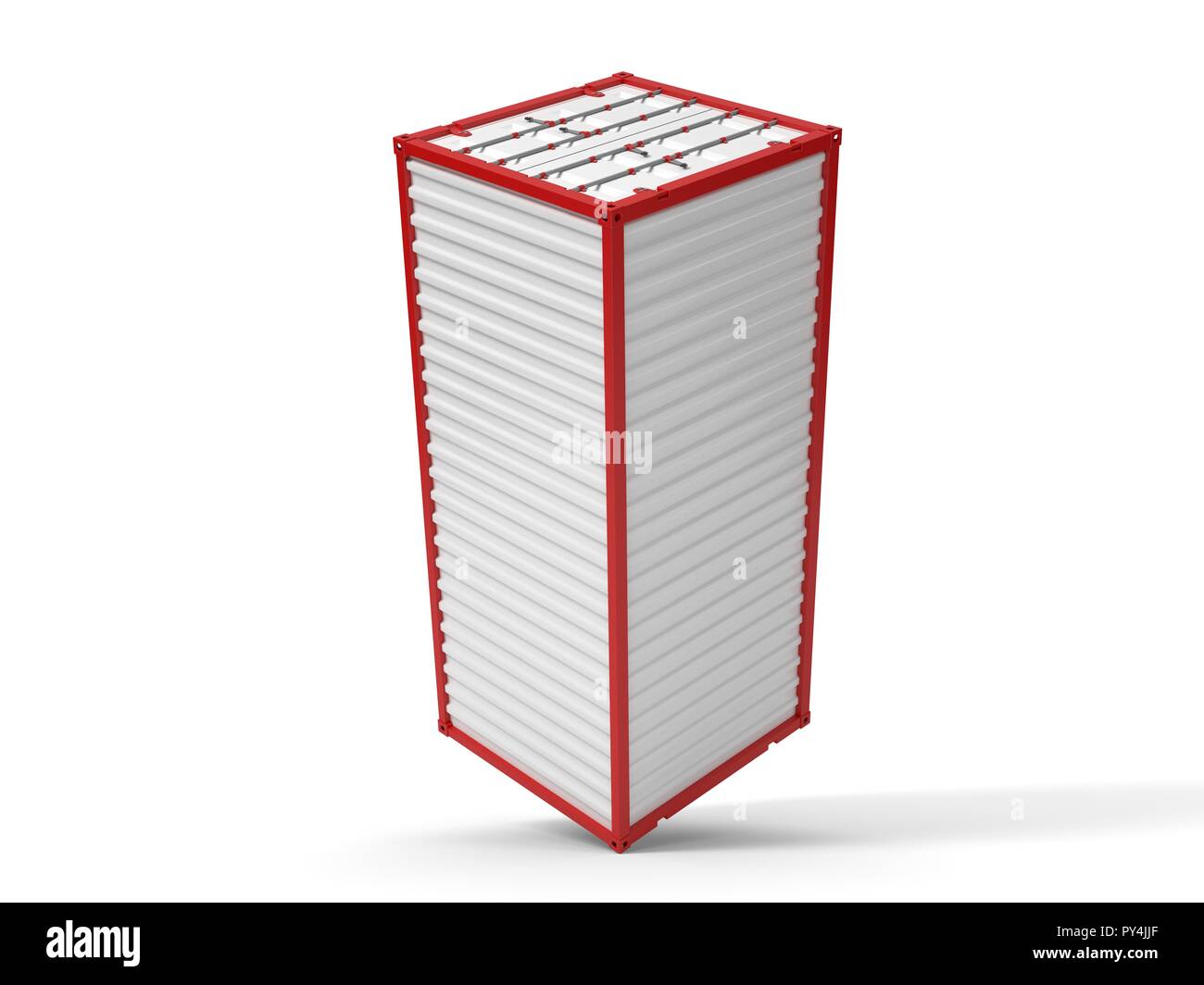 balanced on corner shipment container on white. 3d illustration Stock ...