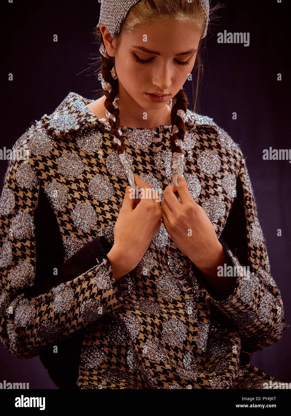 Young beautiful girl starred in a creative project in various ways. The ...