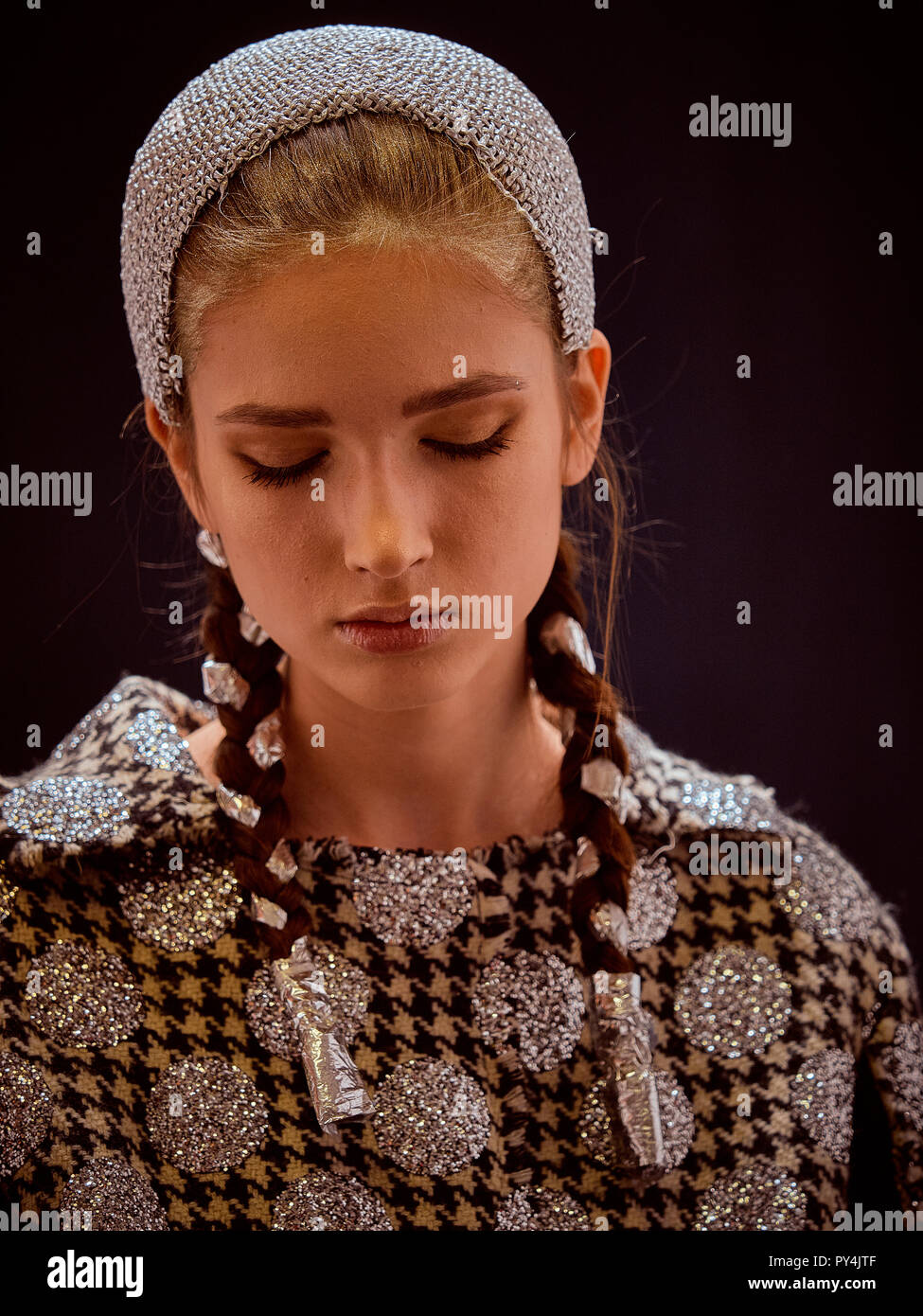 Young beautiful girl starred in a creative project in various ways. The ...