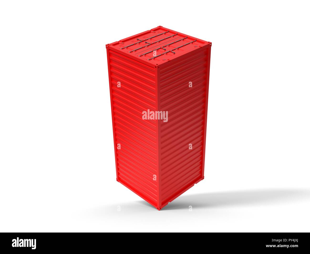 balanced on corner shipment container on white. 3d illustration Stock ...