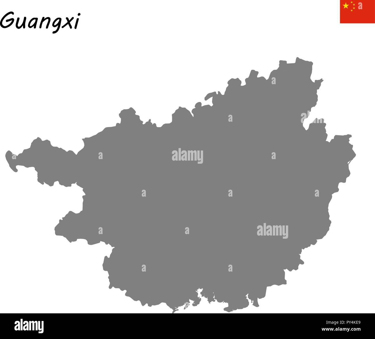 High Quality map of Guangxi is a province of China Stock Vector Image ...