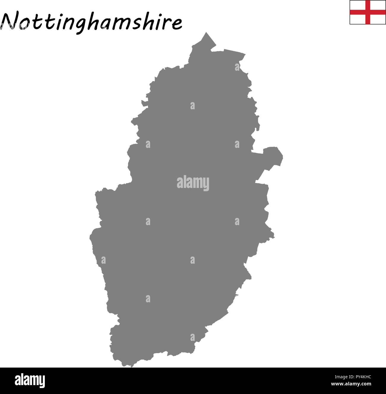 High Quality map is a ceremonial county of England. Nottinghamshire ...