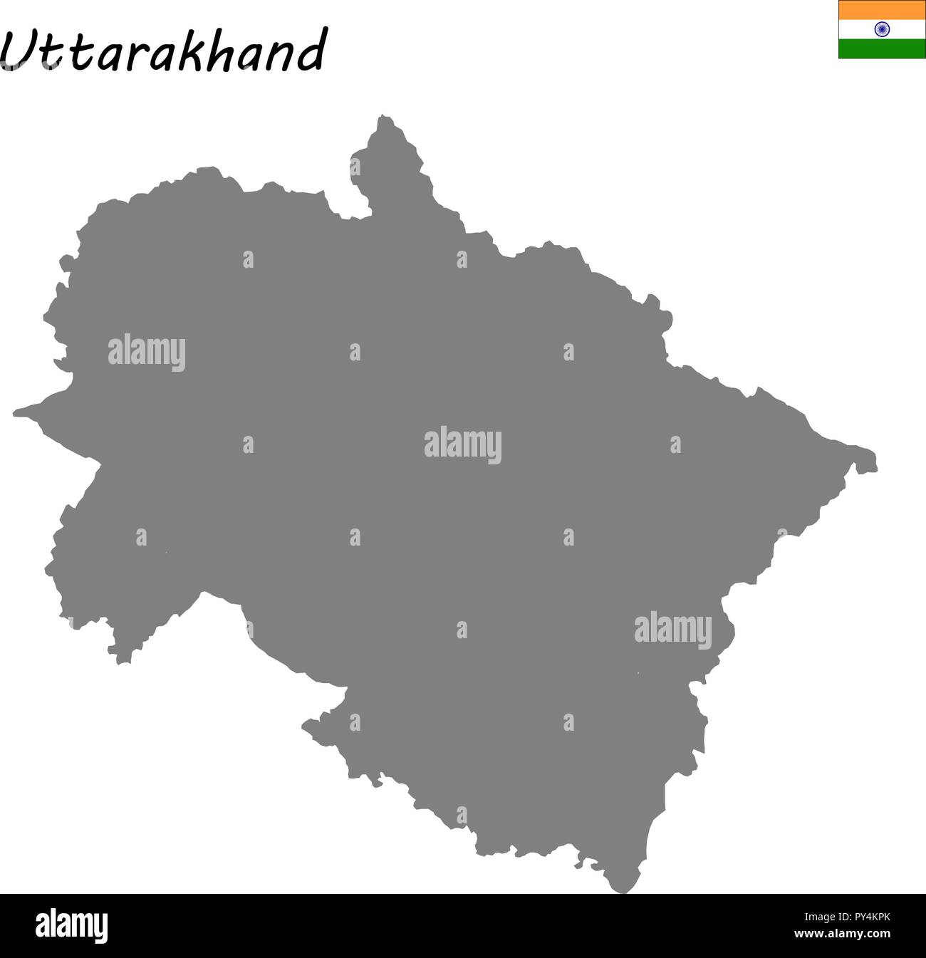 High Quality map of Uttarakhand is a state of India Stock Vector Image ...