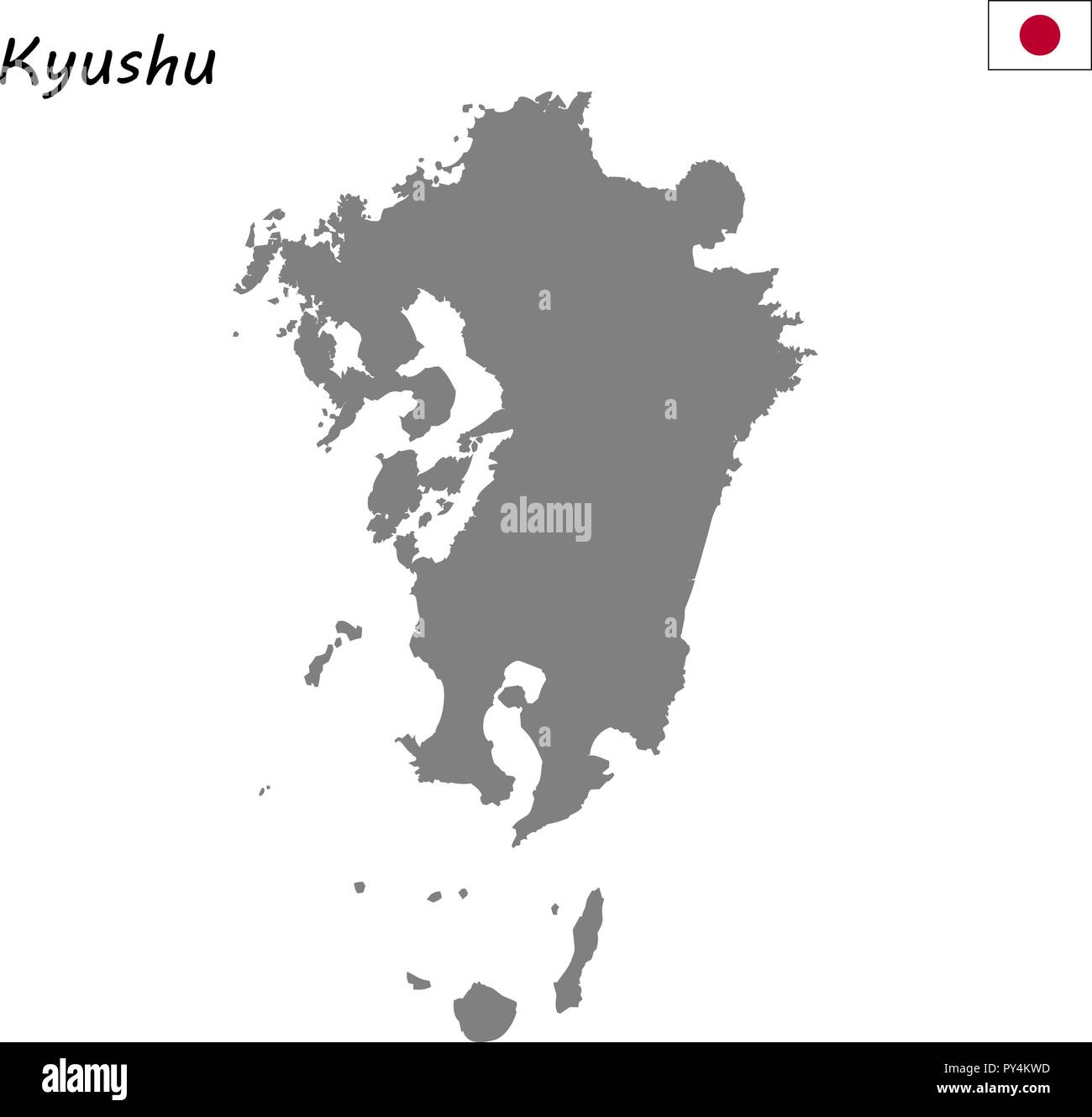 High Quality map of Kyushu is a region of Japan Stock Vector Image ...