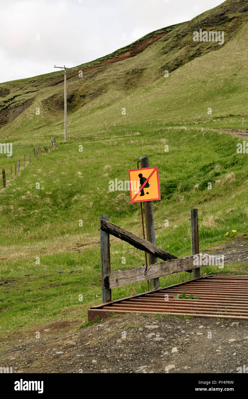 A no pooping sign in the remote Iceland landscape where the lack of ...