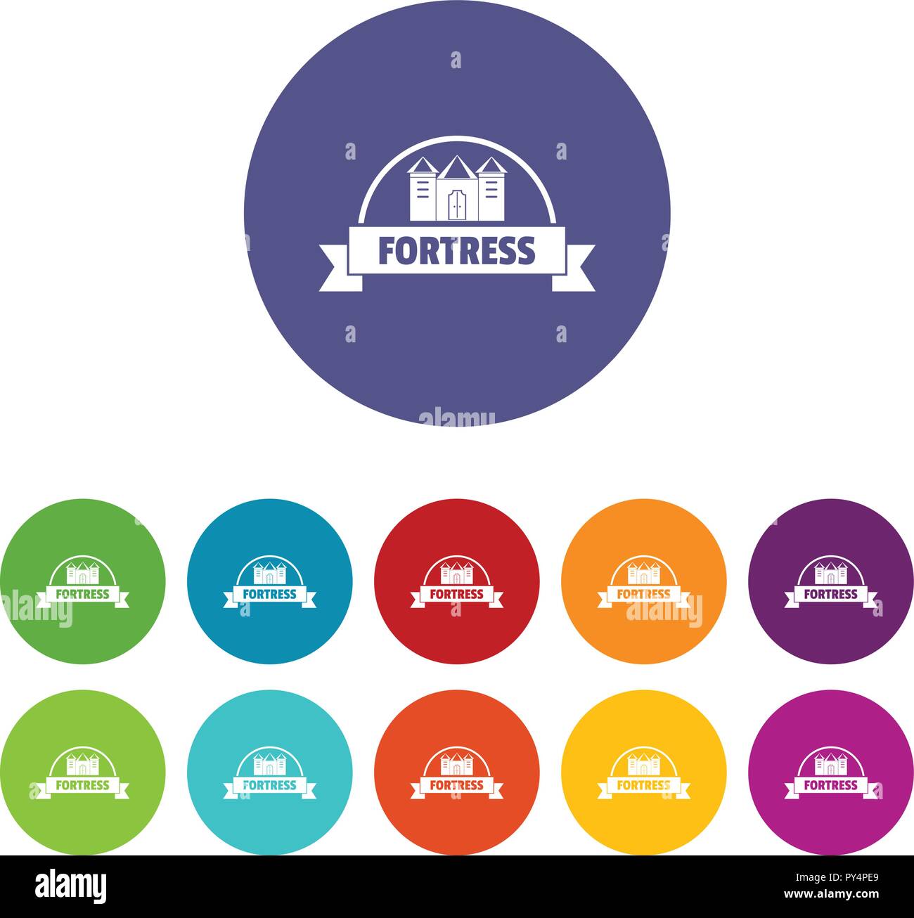 Emblem fortress icons set vector color Stock Vector Image & Art - Alamy