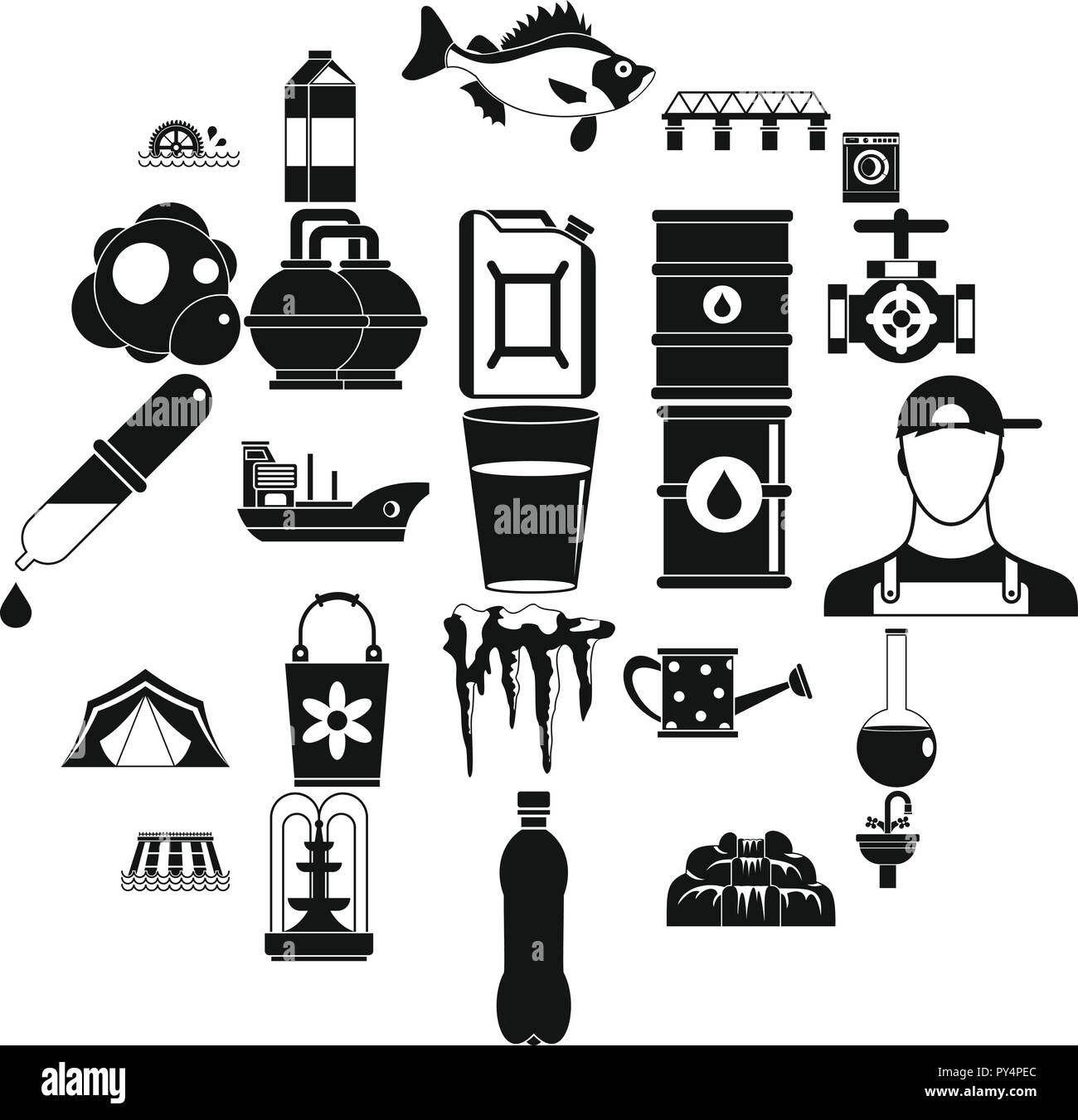 Water supply system icons set, simple style Stock Vector Image & Art ...