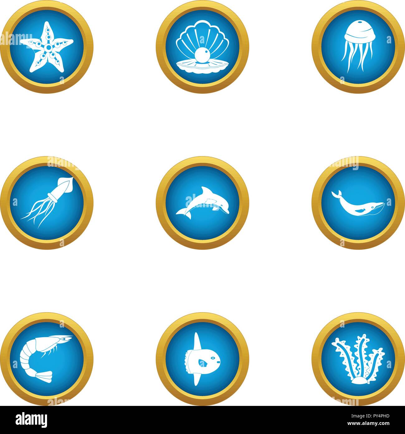 Shrimp icons set, flat style Stock Vector Image & Art - Alamy