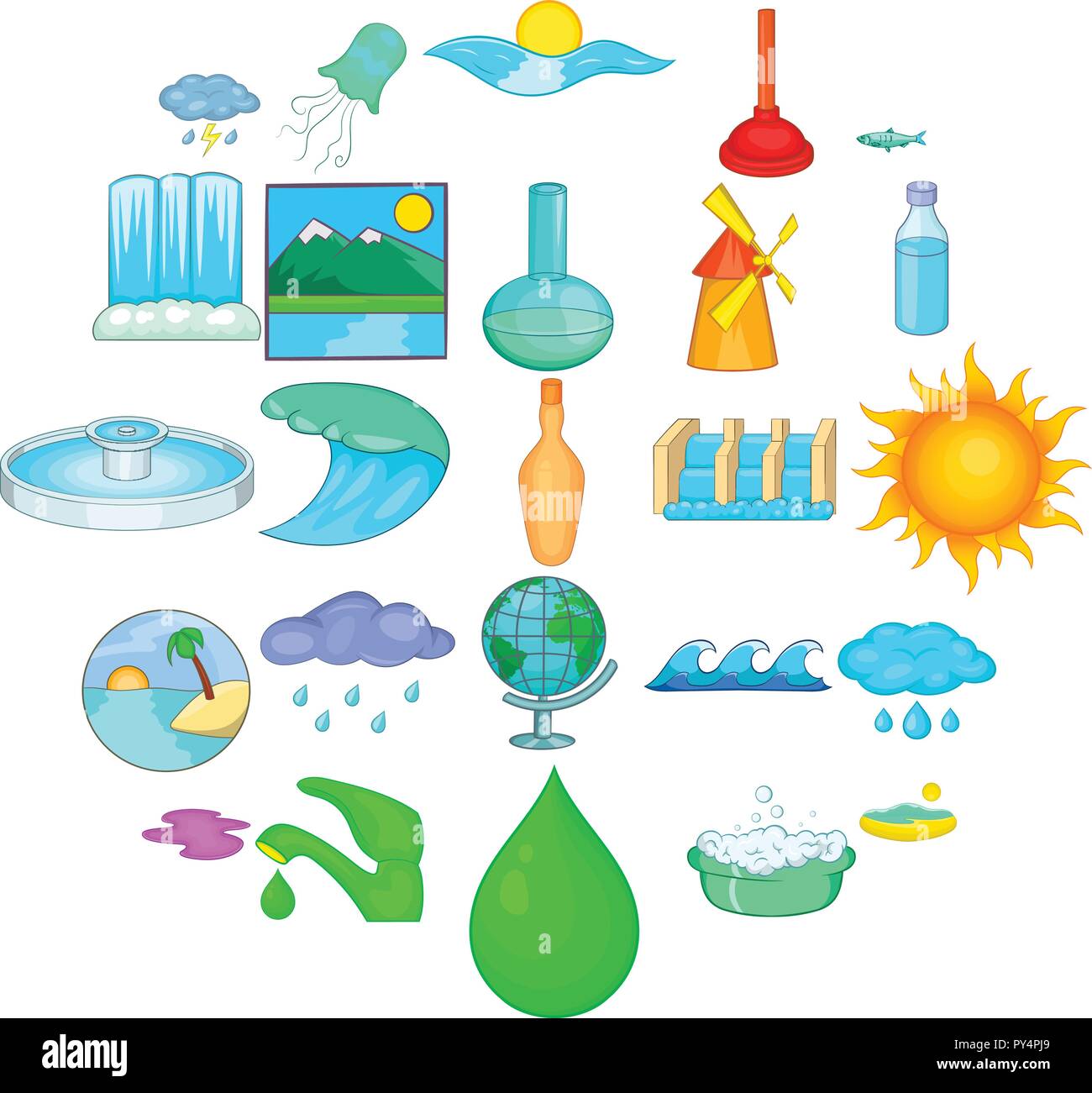 Water dam icons set, cartoon style Stock Vector Image & Art - Alamy