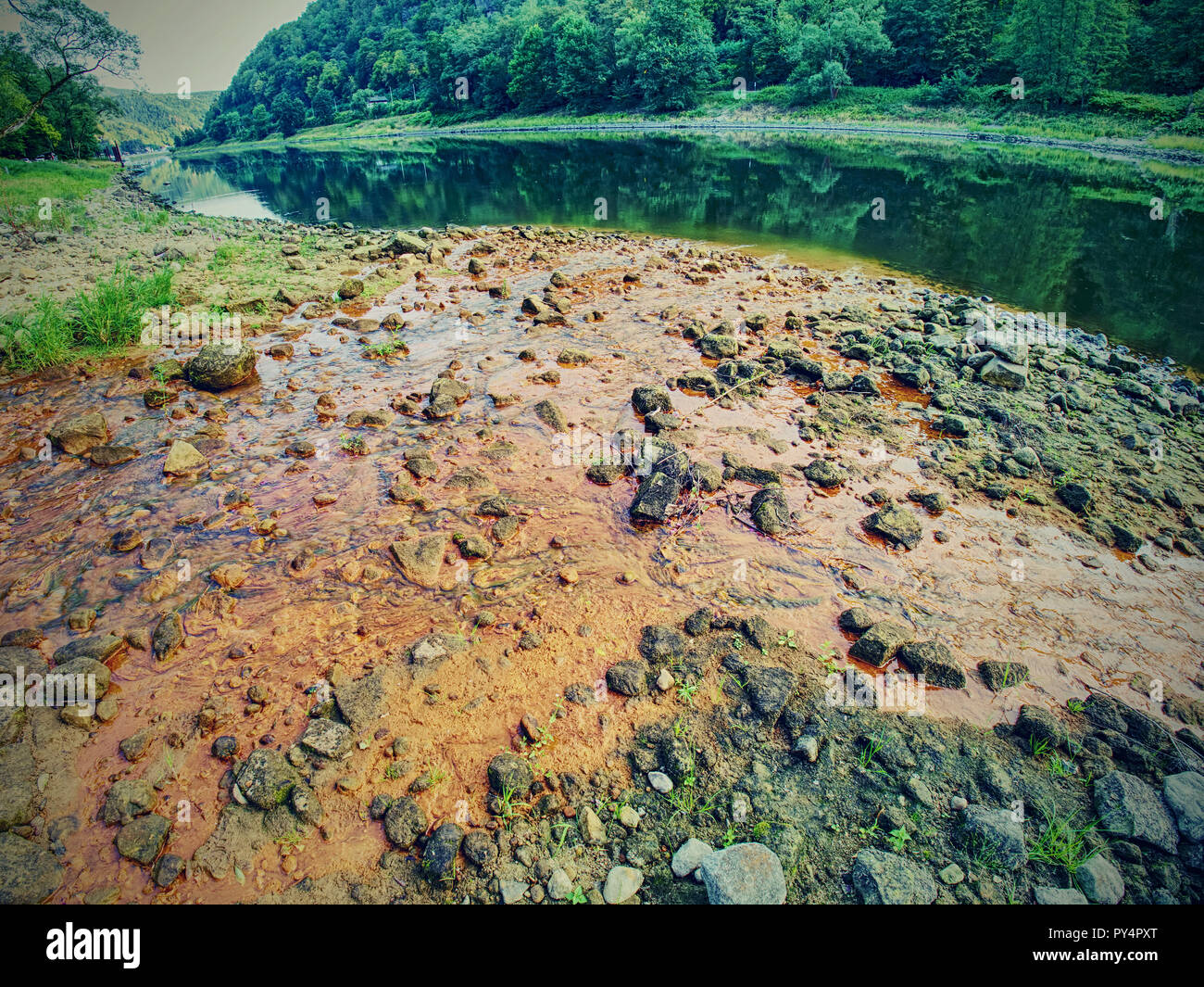 The big European river Elbe out of water due to extreme hot summer 2018 ...