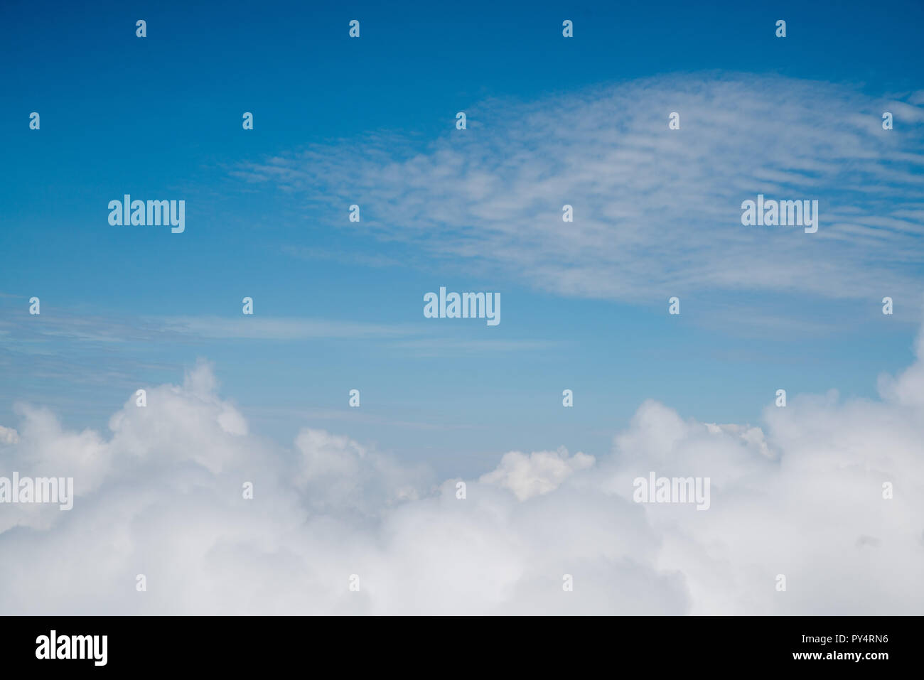 aerial view cloud scatter spread on blue sky layer, can be use as ...