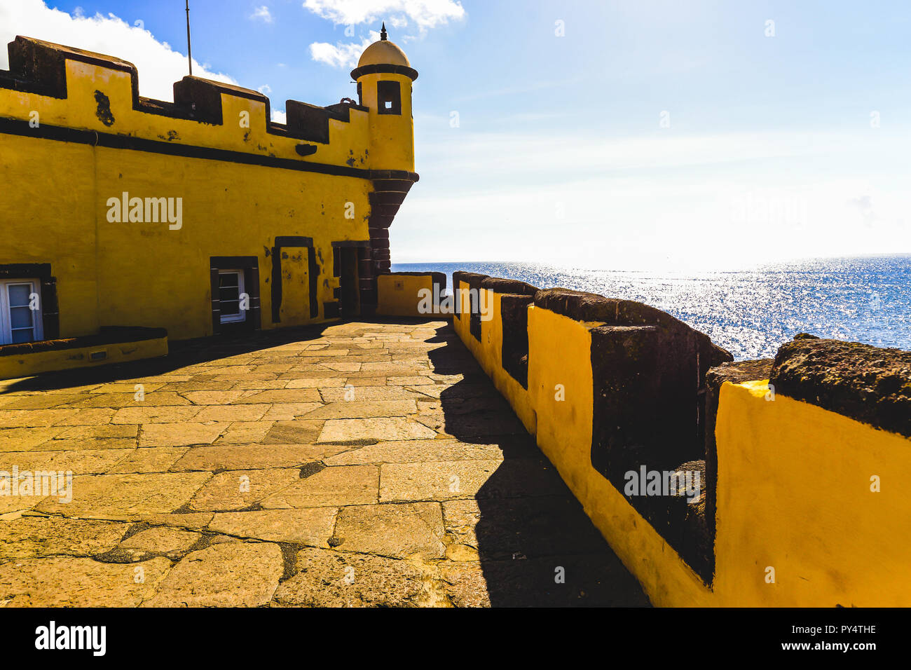 A colorful yellow fort in Funchal - Maderia - Portugal Stock Photo - Alamy