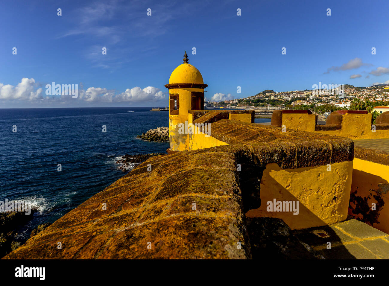 A colorful yellow fort in Funchal - Maderia - Portugal Stock Photo - Alamy