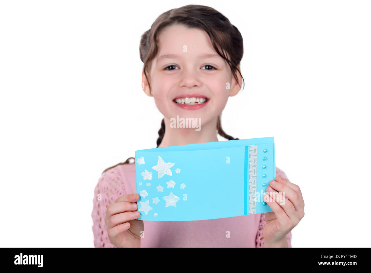 Girl holding handmade craft Stock Photo - Alamy