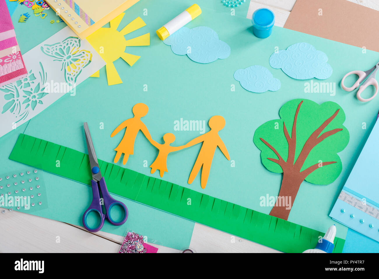 Child making collage hi-res stock photography and images - Alamy