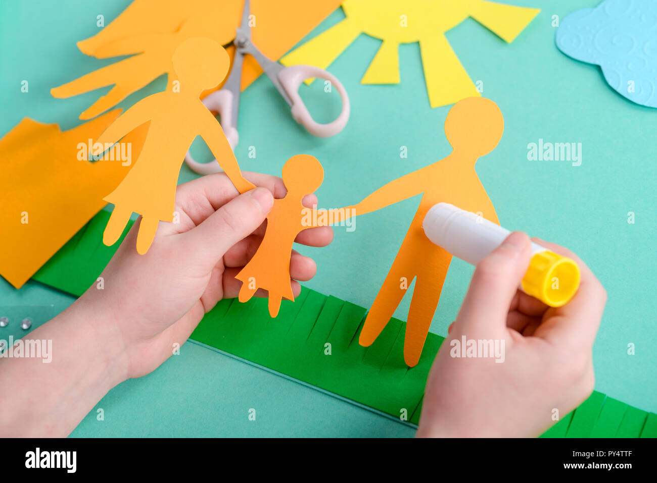 Child creates a collage Stock Photo - Alamy
