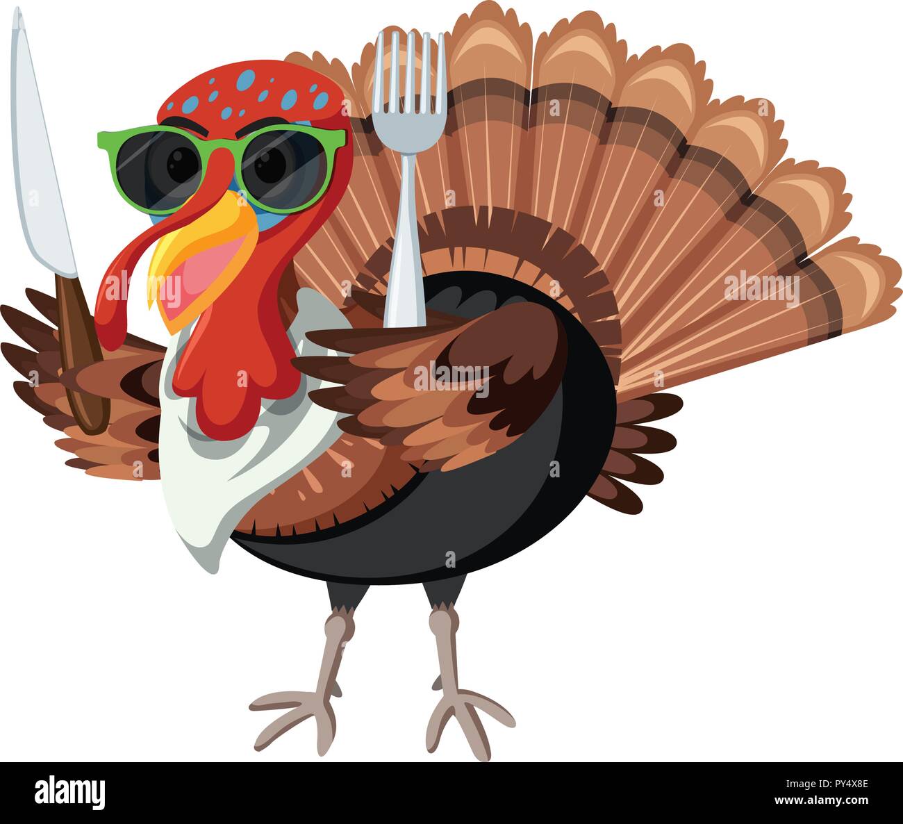 A turkey character on white background illustration Stock Vector Image ...