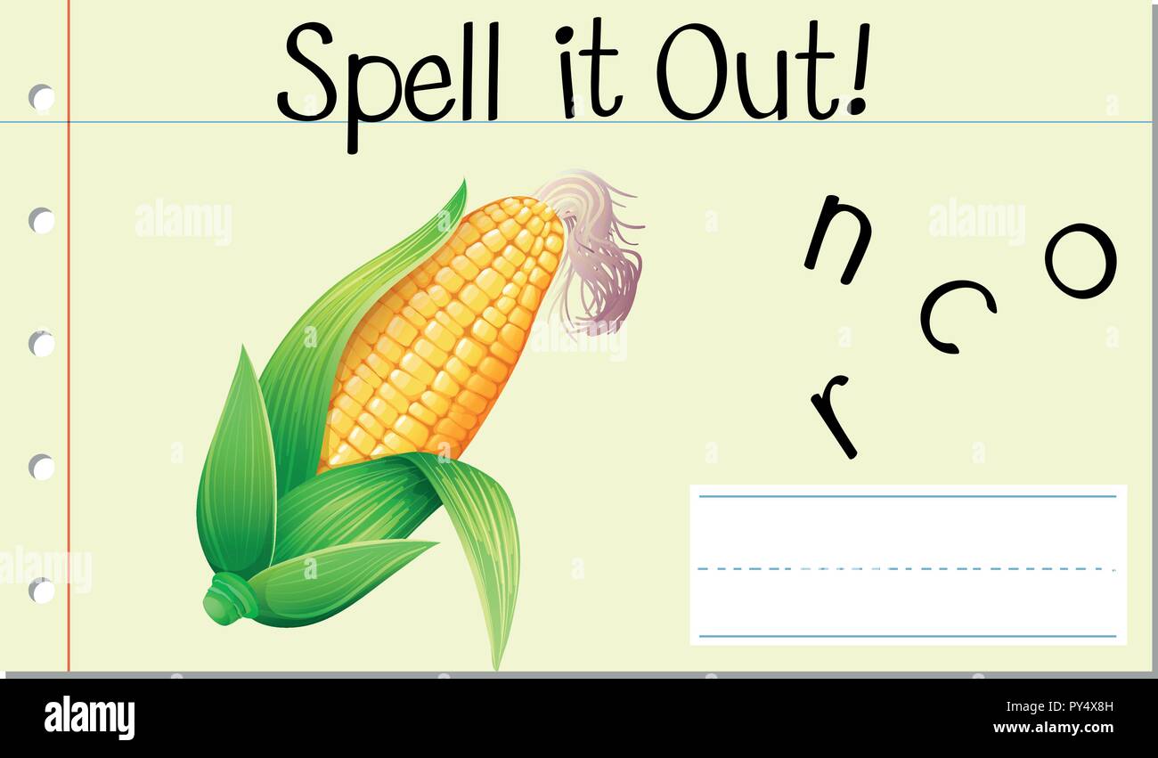 Spell English word corn illustration Stock Vector Image & Art - Alamy