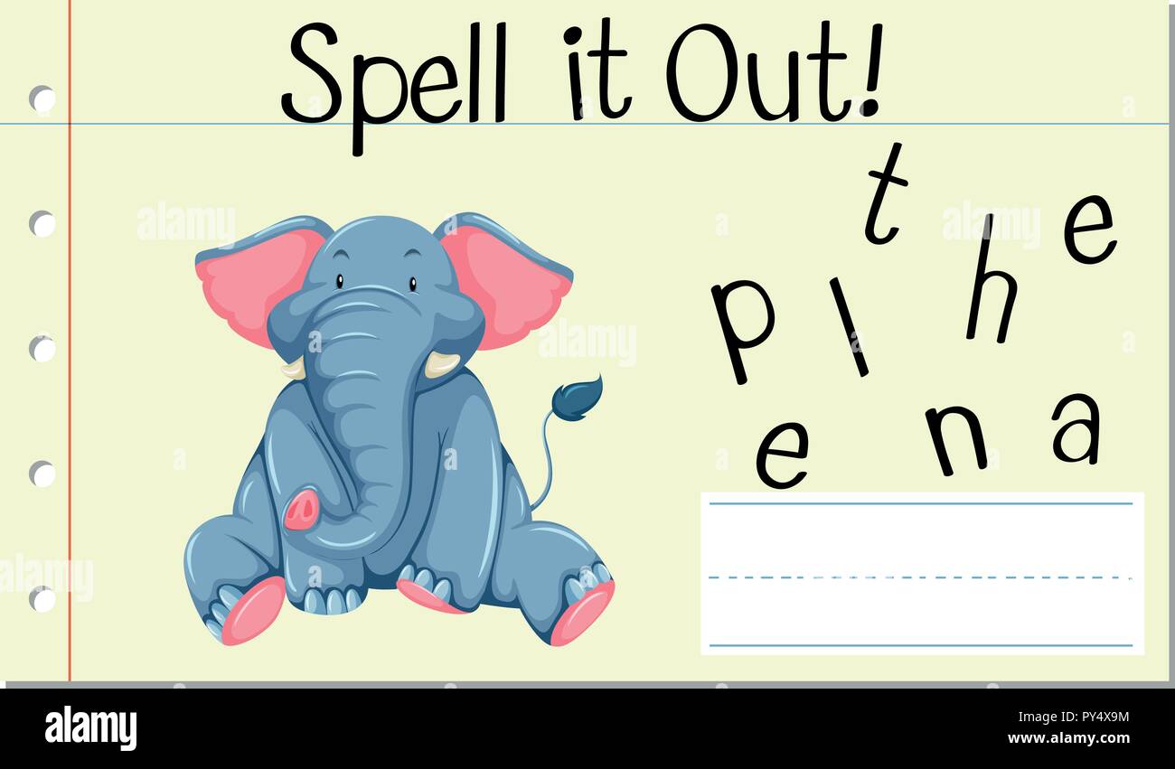 Spell English word elephant illustration Stock Vector Image & Art - Alamy
