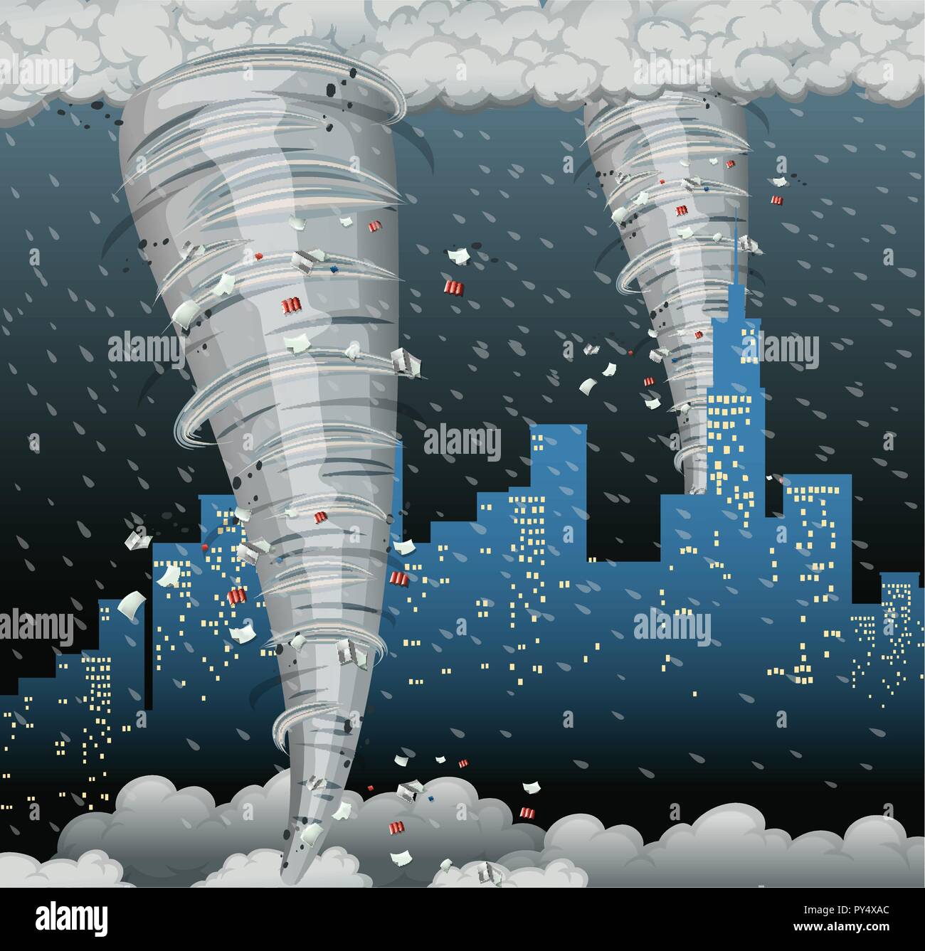 A cyclone disaster in city illustration Stock Vector Image & Art - Alamy